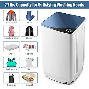 Casart Washing Machine Portable Washer W/ 7.7 Lbs Weight Capacity Washer and Dryer Full Automatic Washing Machine (Blue&White)