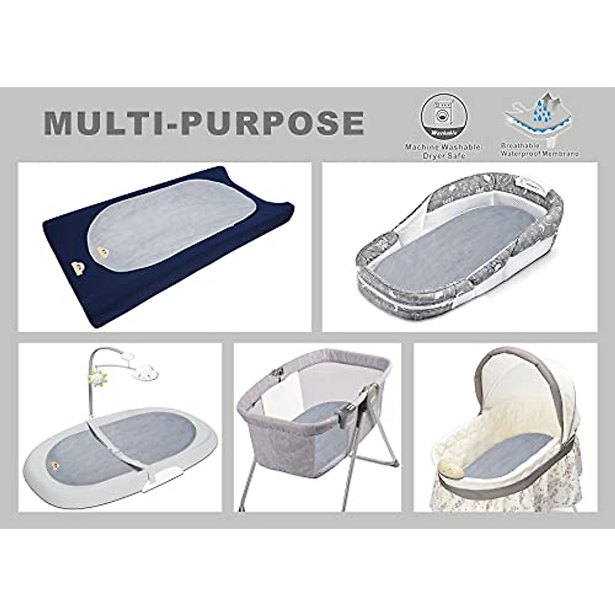 BlueSnail Soft and Comfortable Waterproof Changing pad Liner Portable Coral Fleece Diaper pad Liner (Gray)