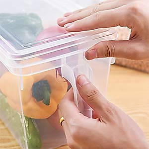 PENGKE Plastic Food Storage Container with Lid and Handle,Food Storage Organizer Box Fresh Box for Kitchen Refridgerator Fridge Desk Cabinet Food Storage,Holds Fruit Eggs Vegetables,5L Pack of 4