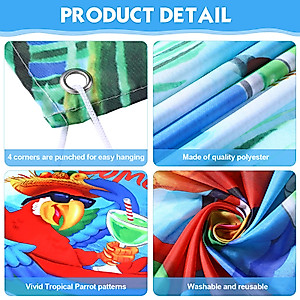 It's 5 O' Clock Somewhere Summer Backdrop Tropical Parrot Banner Beach Hawaii Decoration Polyester Background Nautical Cocktails Drinks Bar Party Supplies Holiday Photo Booth Prop Indoor Outdoor