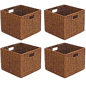 Trademark Innovations Foldable Storage Basket Brown 12.7"L x 12.7"W x 10"H