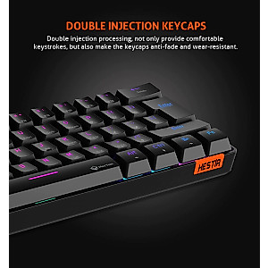 MEETION RGB Backlit Mini 61 Keys Wired 60% Mini Blue Switch Mechanical Keyboard Black MT-MK005
