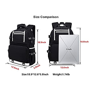 UMocan Teens Kylian Mbappe Canvas Bookbag with USB Charging Port-PSG Waterproof Laptop Bag Large Travel Bag for Outdoor