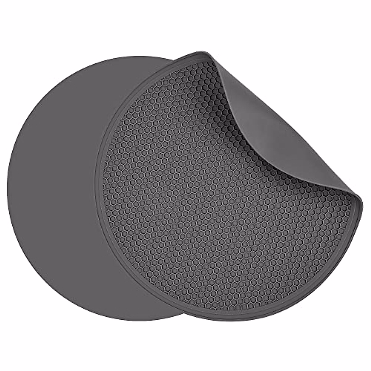 Silicone Trivet Mat Set of 2-Hot Pot Holder-Extra Large Round Trivets for Hot Pots and Pans, Diameter 11.81 Inches Microwave Use Mat, Multifunction Mat, Durable Pot Coaster Kitchen Mats Dark Gray