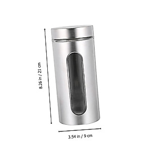 OKUMEYR 1Pc Glass Stainless Steel Airtight Storage Bottle for Kitchen Versatile Food Storage Container with Lid for Household Use for Storing Spices Snacks and More