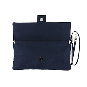 LONI Womens Fab Large Faux Suede Clutch Bag/Shoulder Bag In Charcoal Grey