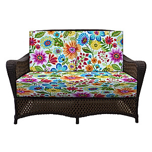 RSH DECOR: Deep Seating Foam Loveseat Cushion Set | 46” x 26” Loveseat | All-Weather Spun Fabric | Outdoor Foam Settee and Back Cushions for Patio Furniture | Gregoire Fresco