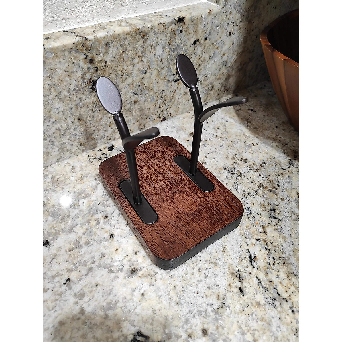 Leaf Napkin Holder, Wooden Napkin Holder for Tables, Freestanding Tissue Dispenser for Kitchen Countertop, Dining, Picnic Table, Indoor & Outdoor Use, Home Decor, Modern, Sturdy, Easy Assembly, Black