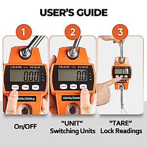 Digital Hanging Scale 660 LB 300 KG - Professional Heavy Duty Waterproof Fish Scale - Portable Durable Crane Scale for Luggage Weight Suitcase Hunting Farm Bike Bow Fish Weight Fishing Scale