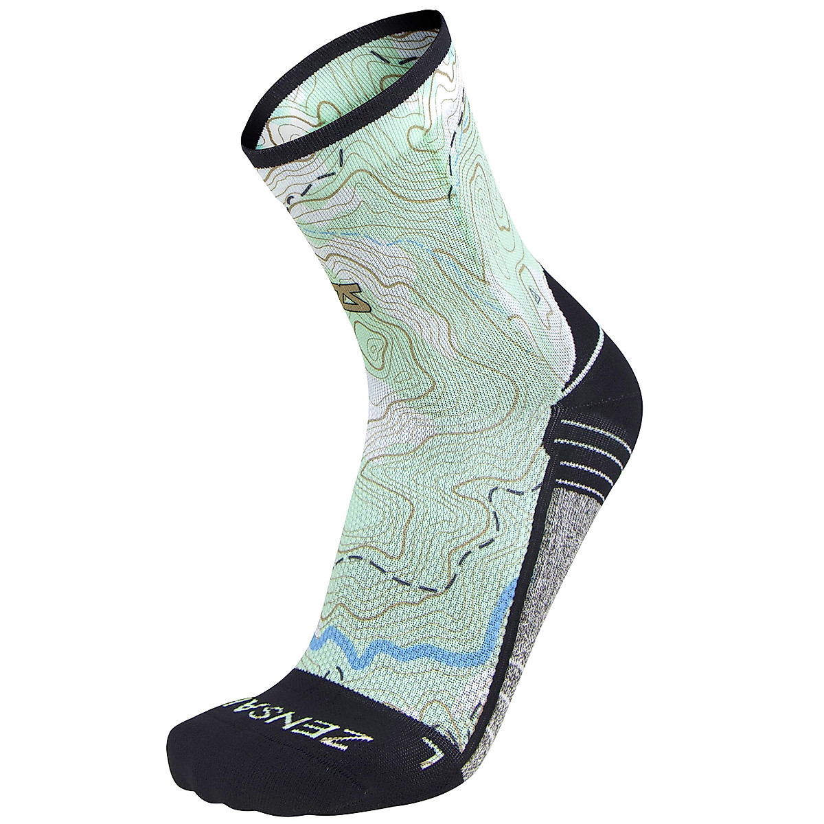 Zensah Limited Edition Running Socks – Anti-Blister Comfortable Mini-Crew Sport Socks, Moisture Wicking (Medium, Topography)