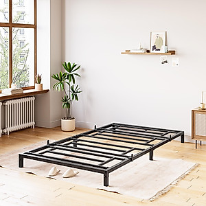 IDEALHOUSE 8 Inch Twin Bed Frame No Box Spring Needed, Heavy Duty Metal Platform Bed Frame Twin Size for Bedroom Easy Assembly, Noise Free, Black, Twin