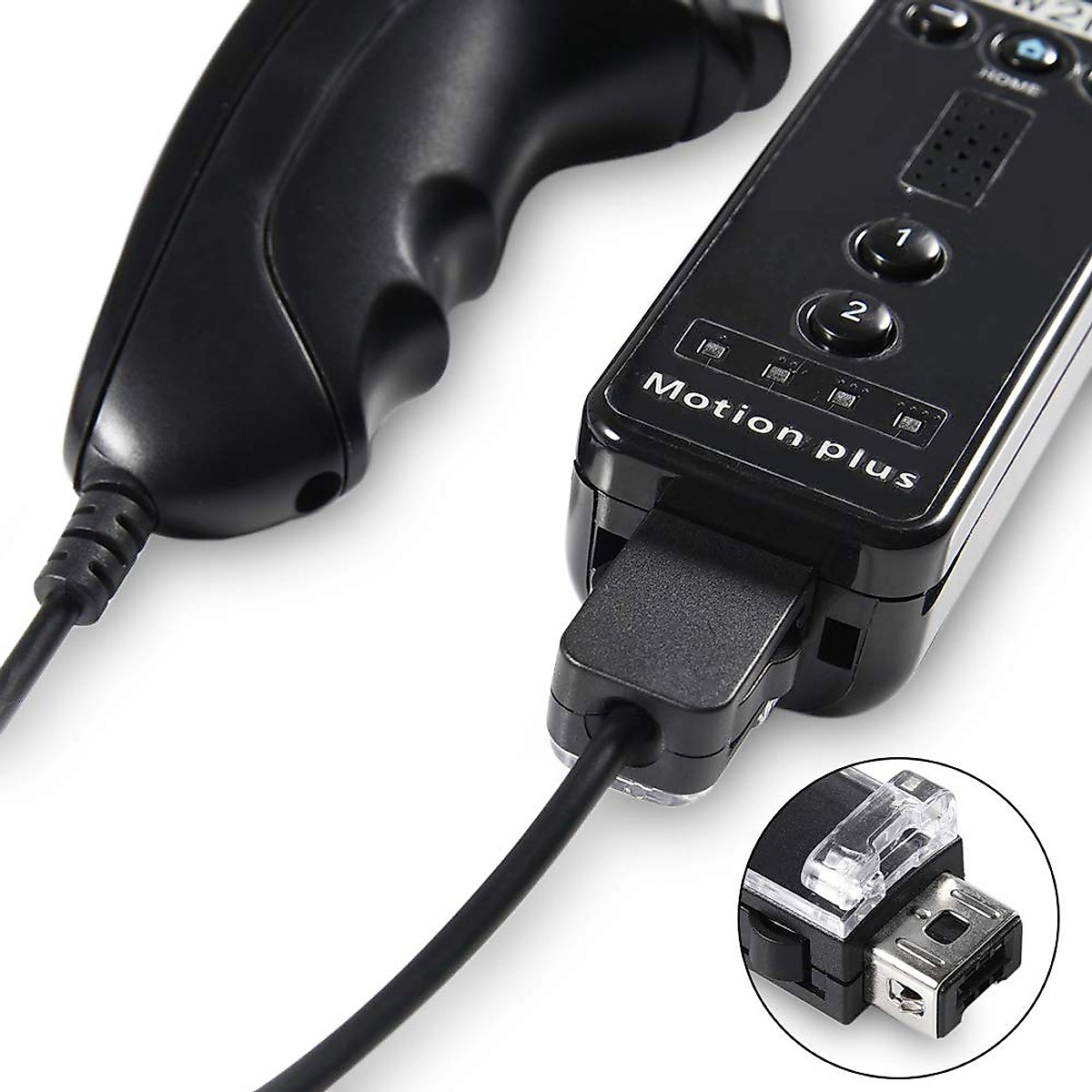 MODESLAB Wii Nunchuck Controller, 2 Pack Nunchuk Controllers Replacement Remote Joystick Gamepad Controller Compatible with Wii Wii U Console(Black+White)