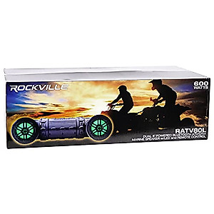 Rockville RATV80L Bluetooth Dual 8" Powered 600w ATV/UTV/Marine Speaker w/LED