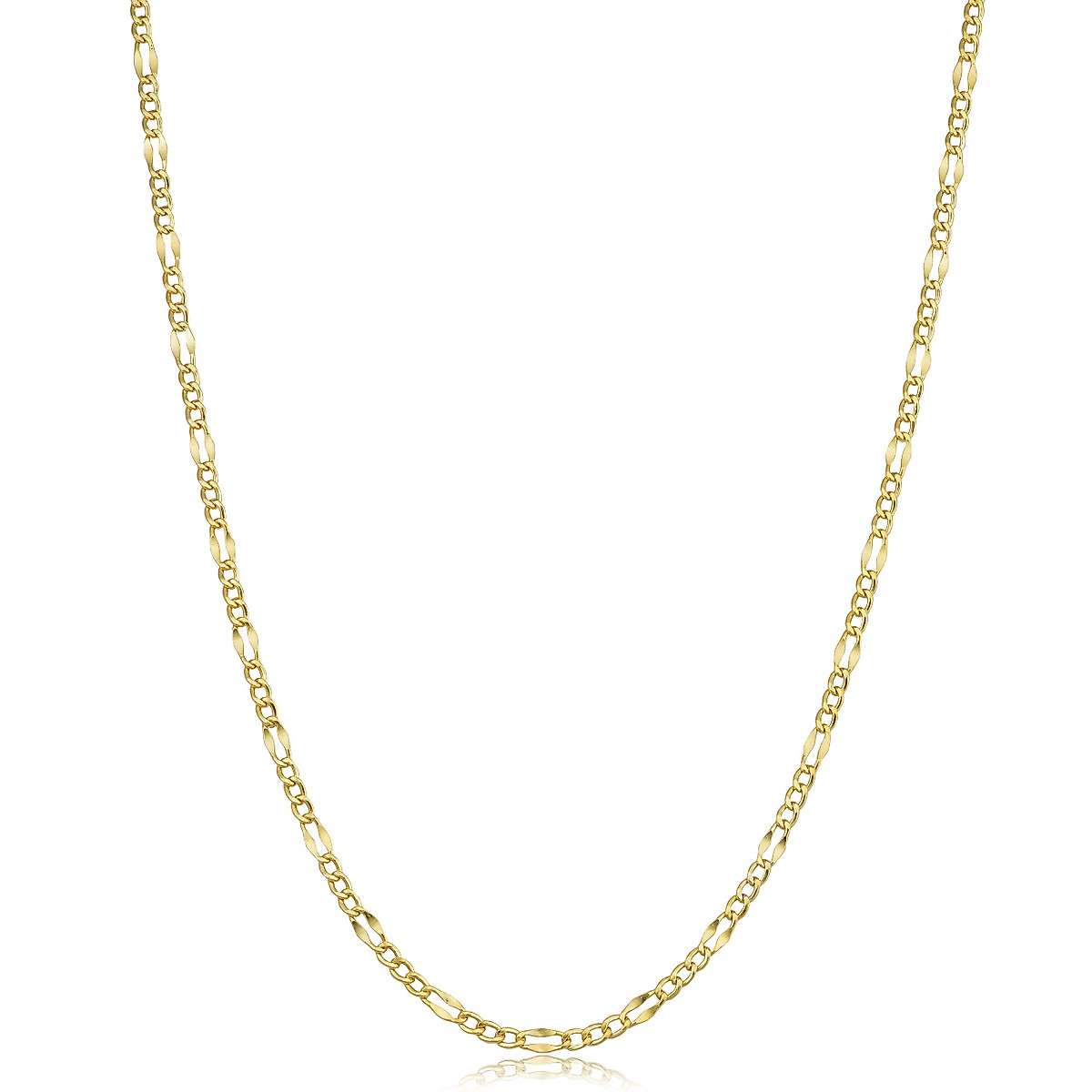 Kooljewelry 10k Solid Yellow Gold 2.3 mm Figaro Link Chain Necklace (20 inch)