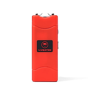 VIPERTEK VTS-881 Micro Stun Gun for Self Defense Rechargeable with LED Flashlight, Red