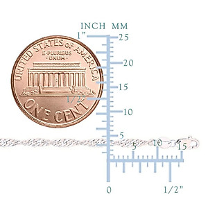 Waitsoul 925 Sterling Silver Singapore Chain Lobster Clasp 2mm Necklace for Women Silver Chain for Women Silver Necklace Chain 16 Inches Gifts for Her