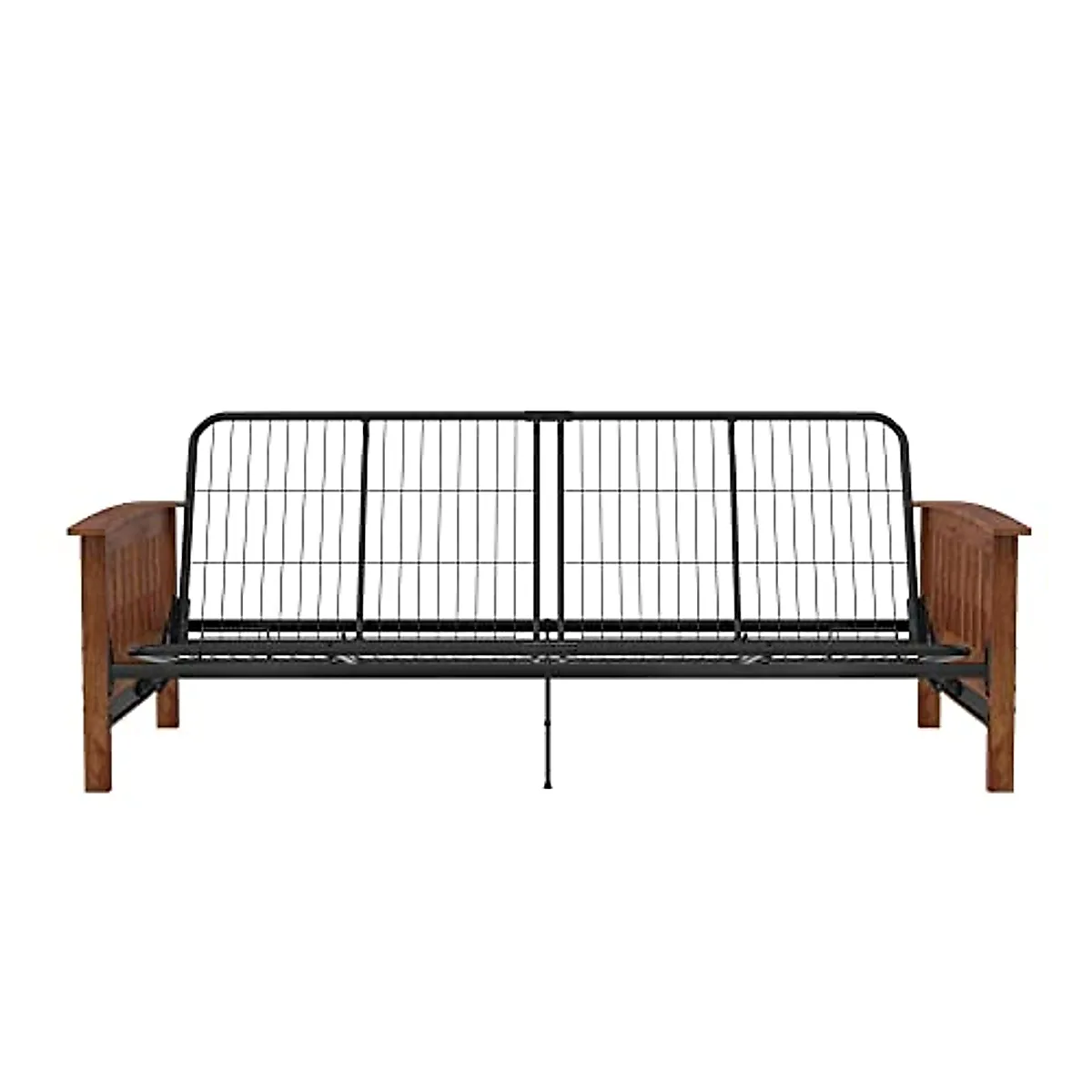 DHP Brixen Cherry Wood Arm Metal Futon Frame with 6-Inch Mattress, Full, Tan