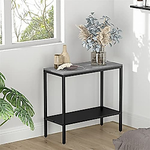 LIRUXUN 2 Tier Side Table Couch Desk Coffee Holder with Metal Frame for Living Room Bedroom