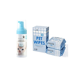 Mooncat Waterless Cat Shampoo, Licking Safe Dry Shampoo for Sphynx Cats ｜Mooncat Unscented Cat&Dog Wipes | Plant-Based Cat&Dog Grooming Supplies from Eye to Paw