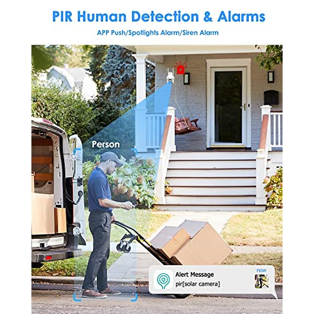 VIZIUUY 5MP Solar Security Camera Outdoor, Wireless Battery Powered Security Camera with 360°View, Pan and Tilt, Color Night Vision with Floodlight,PIR Human Detection,Compatible with Alexa