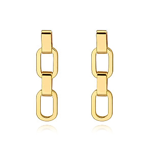 PERNNLA PEARL Paperclip Chain Link Drop Dangle Earrings for Women Dainty 18K Gold Geometric Long Earring Simple Trendy Statement Earrings Women Jewelry