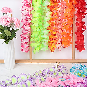 FUTUREPLUSX 12PCS Hawaiian Leis, Tropical Flower Leis Luau Party Decorations for Beach Pool Hawaiian Luaus Party Birthday Aloha