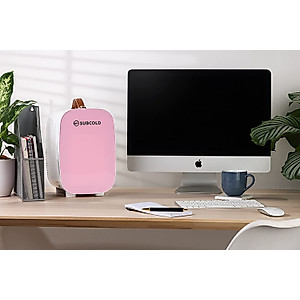Subcold Pro6 Luxury Mini Fridge Cooler 6 Litre / 8 Cans AC & Exclusive USB Power Option Small Portable Fridge For The Office, Bedroom, Car, Skincare & Cosmetics Pink