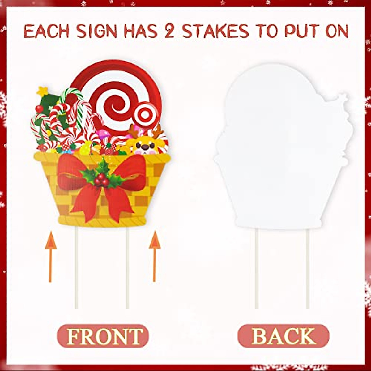 Candy Christmas Decorations Outdoor Yard Signs - 6Pcs Plastic Peppermint Lollipop Candy Signs with Stakes for Winter Holiday Christmas Outside Yard Pathway Lawn Decor Supplies