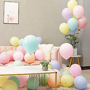 Latex Balloons Macaron Rainbow Party Balloons Thicken Round 5 Inch Glossy Helium Candy Pastel Balloons for Birthday Wedding Engagement Anniversary Christmas Festival Party Decorations 200 Pack