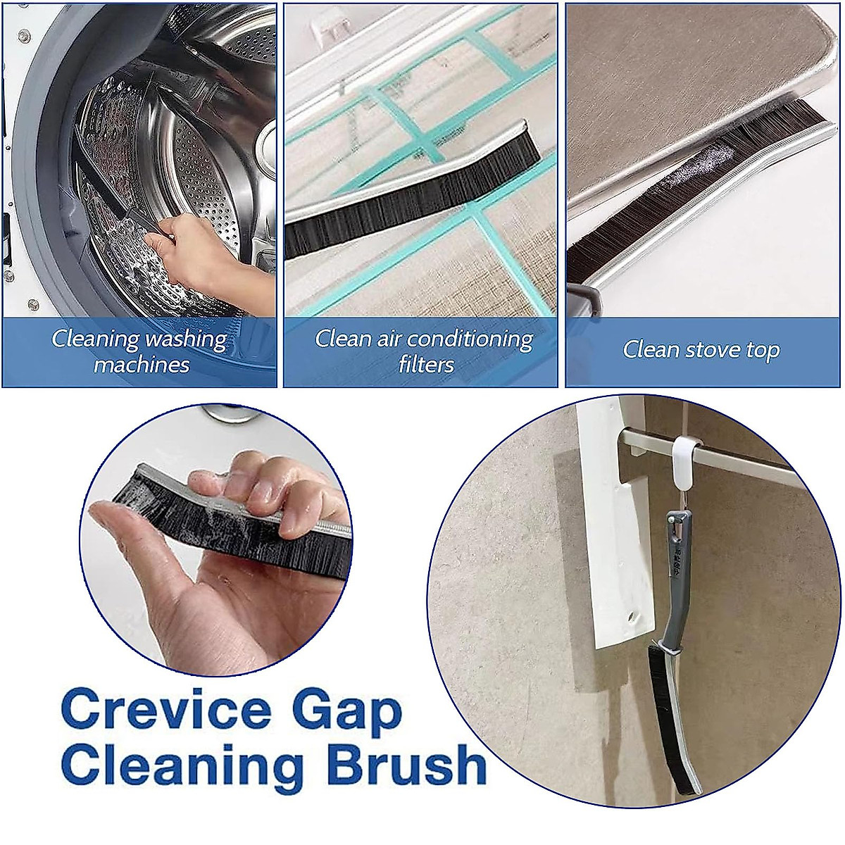 Gap Cleaning Brush, Hard-Bristled Crevice Cleaning Brush, Dead Corners Multifunctional Brushes, Bathroom Crevice Gaps Cleaning Brush, Groove Cleaning Brushes for Shutter Kitchen Bathtubs Tiles (3PCS)
