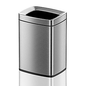 LEASYLIFE 10L/2.6 Gallon Stainless Steel Square Trash can, Compact Garbage Bin, Kitchen, Office, Split Design Household Trash can (Sliver)