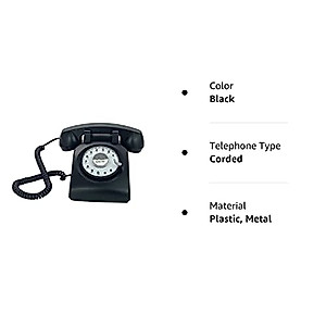 TelPal Retro Single Line Corded Desk Telephone Classic Vintage Rotary ...