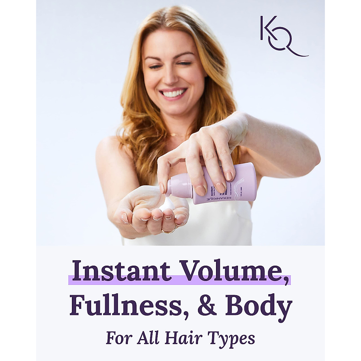 Keranique Volumizing Mousse for Women - Thickening and Styling Anti-Frizz Foam for Fine, Straight, Wavy, and Curly Hair