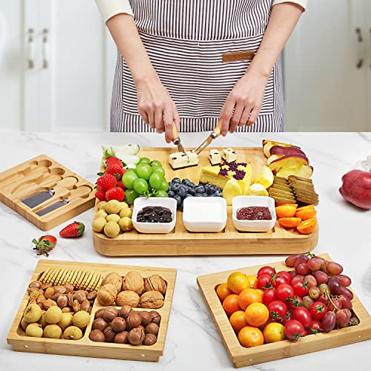 AW BRIDAL Mr Mrs Cheese Board and Knife Set Large Charcuterie Board, Valentines Day Gifts Wedding Anniversary Engagement Gifts for Couple Bridal Shower Housewarming Gifts