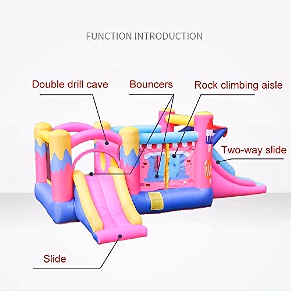 Inflatable Castle and Slide, Outdoor Trampoline Castle Children s Playground Children s Fitness Equipment Gift for Your Child Colors 520 272 202cm