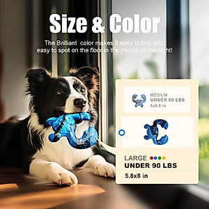 Ouilter Dog Toys for Aggressive Chewers, Dog Toys for Medium Large Dogs, Tough Nylon Dog Chew Toys with Bacon Flavor, Chew Toys for Aggressive Chewers, Blue