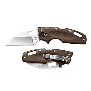 COLD STEEL Tuff Lite 2.5" AUS8A Sheepsfoot Razor-Sharp Plain Blade 3.5" Griv-Ex FDE Handle Pocket Folding Knife, Boxed