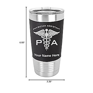 LaserGram 20oz Vacuum Insulated Tumbler Mug, PA Physician Assistant, Personalized Engraving Included (Silicone Grip, Black)