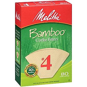 Melitta 4 Cone Coffee Filters, Bamboo, 80 Count (Pack of 6) 480 Total Filters Count - Packaging May Vary