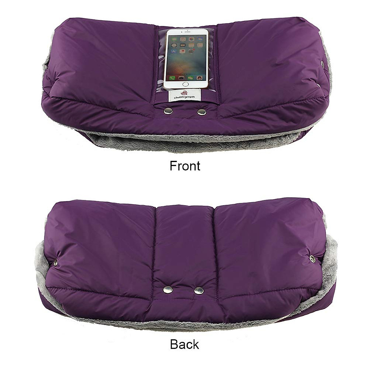 Stroller Hand Warm Muff Pram Gloves with 2 Stroller Hooks Winter Waterproof Anti-Freeze Fleece Baby Stroller Pushchair Warm Gloves Gift for Parents and Caregivers (Purple)