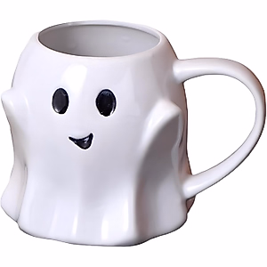 Halloween Mug Novelty Ghost Mug 3D Cute Ceramic Coffee Cup Perfect for Halloween Decor and Halloween Christmas Birthday White Elephant Gifts for Coffee Milk Tea Lover (White)
