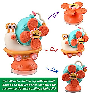 Baby Suction Cup Spinner Toys - Toddler Sensory Montessori Educational Fine Motor Skills Toys Learning Activities - Gifts for 6 9 12 18 Month Age 1 2 3 One Two Year Old Boys Girls Infant Bath Toys