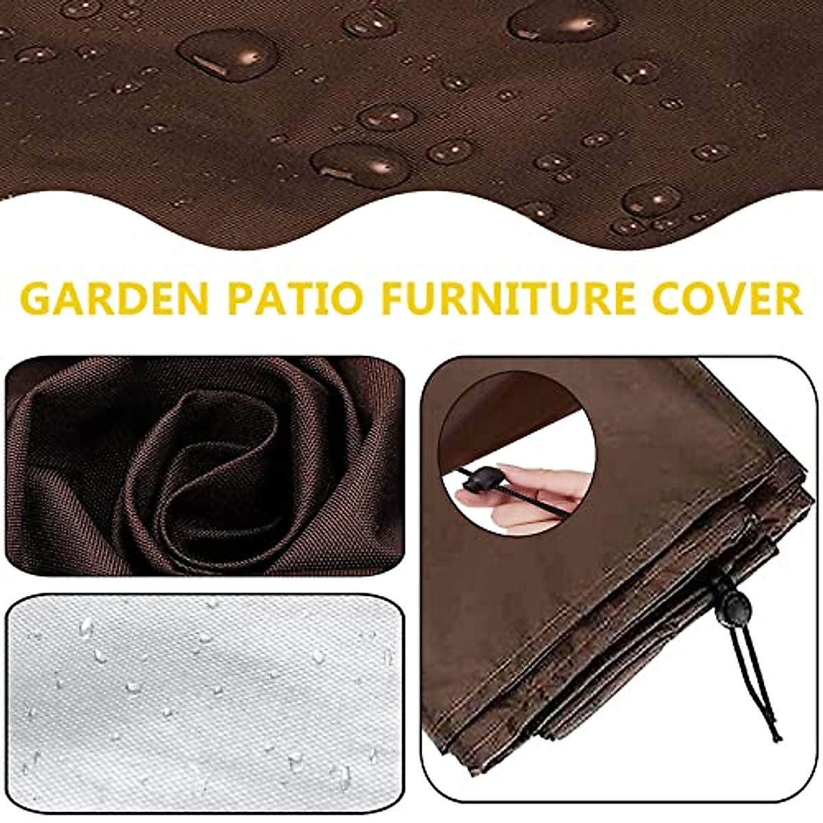 QIAOH Garden Furniture Covers Waterproof 46x46x29.6in, Patio Set Covers Rectangle Outdoor Table Chairs Covers ​Protector, 420d Heavy Duty, Windproof, Anti-Uv, Rattan Patio Furniture Cover