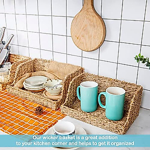 VATIMA Large Open-Front Baskets for Kitchen, Natural Seagrass Storage Baskets for Organizing, Decorative for Living Room, 13.4” x 9.5” x 5.5”, 2 Pack