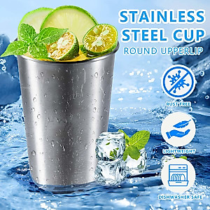KISEER 5 Pack 8 Ounce Stainless Steel Pint Cups Shatterproof Cup Tumblers Unbreakable Metal Drinking Glasses for Bar, Home, Restaurant