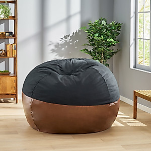 Christopher Knight Home Ohnstad Bean Bag, Black + Coffee Brown, Small