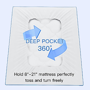 Belffin Pillow Top Mattress Topper Twin Size, Mattress Pad Cover with 8-21 Inch Deep Pocket, Bed Mattress Protector for Back Pain Relief, Soft Breathable Overfilled Down Alternative Filling, White