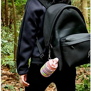 WATMHHJQ Silicone Collapsible Water Bottles, 16oz 500ml Portable Foldable Expandable Water Bottle Sports Cups with Carabiner, Leak Proof Reusable BPA Free, for Outdoor Activities Travel(2# Pink)