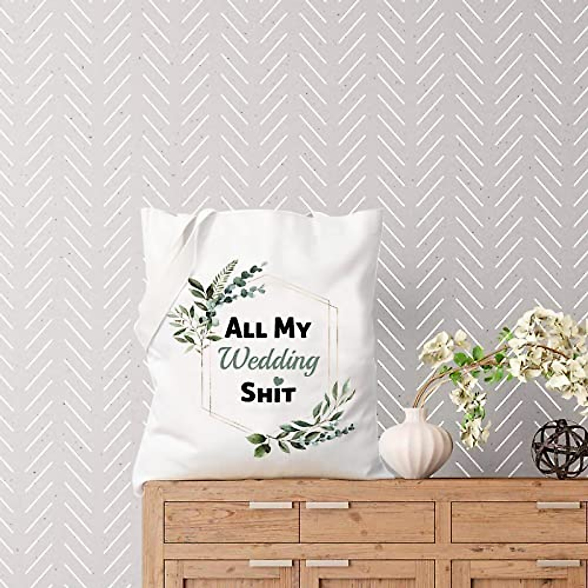 TSOTMO Bride To Be Gift All My Wedding Shit Floral Bride Wedding Day Emergency Kit Tote Bag (Wedding shit tote)