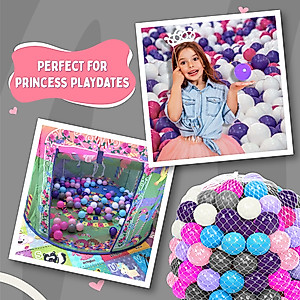 Playz 50 Mini Ball Pit Balls - Princess Edition - Soft, Plastic Mini Play Balls - Small, No Sharp Edges, Super Safe, Phthalate & BPA Free